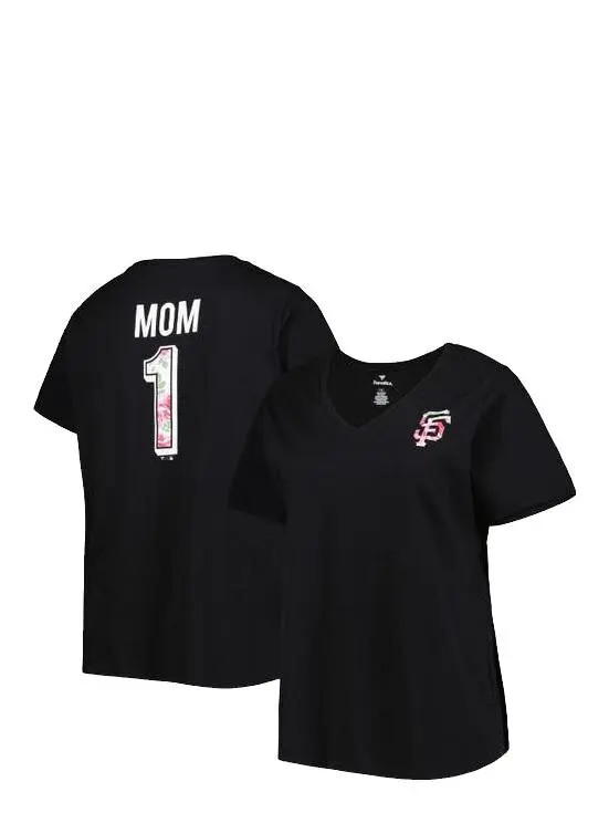 Profile San Francisco Giants "best Mom Ever" V-neck T-shirt - Black