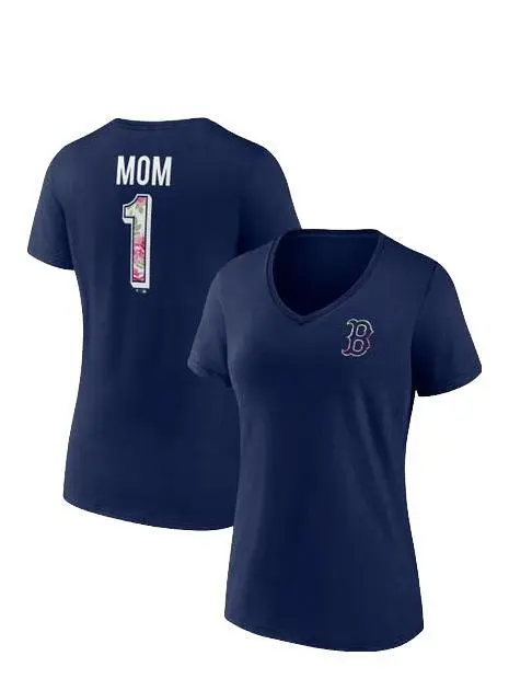 Profile Boston Red Sox Mother's Day Best Mom Ever V-neck T-shirt - Navy