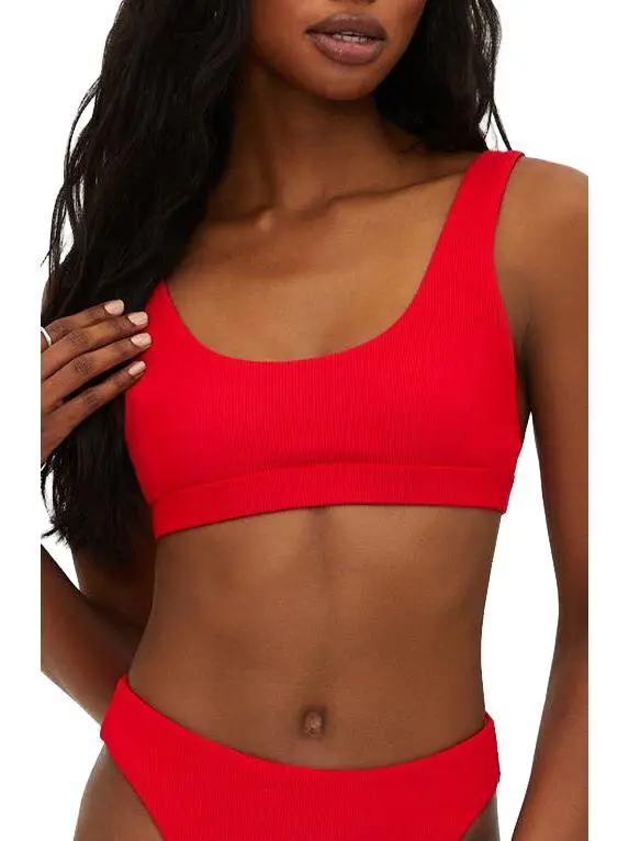 Beach Riot Peyton Ribbed Bikini Top - Red