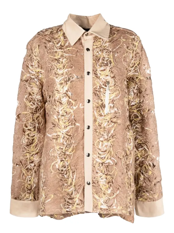 VITELLI Distressed-effect Long-sleeve Shirt - Neutrals
