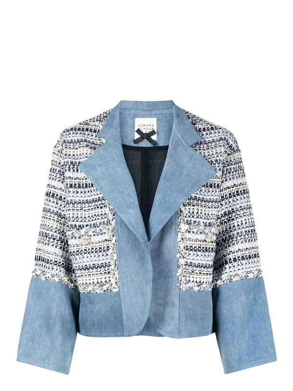 EDWARD ACHOUR PARIS Knitted Open Front Jacket - Blue