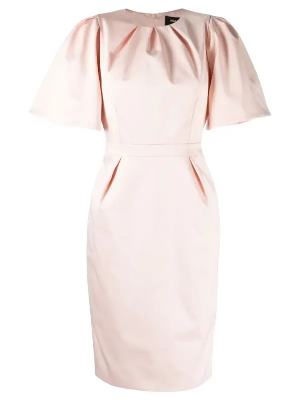 Paule Ka Satin-finish Dress With Flounce Sleeves - Pink