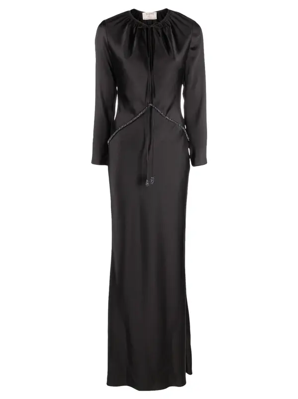 V:PM ATELIER Crystal-embellished Long-sleeve Dress - Black
