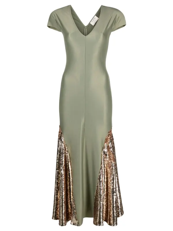V:PM ATELIER V-neck Sequin-embellished Dress - Green