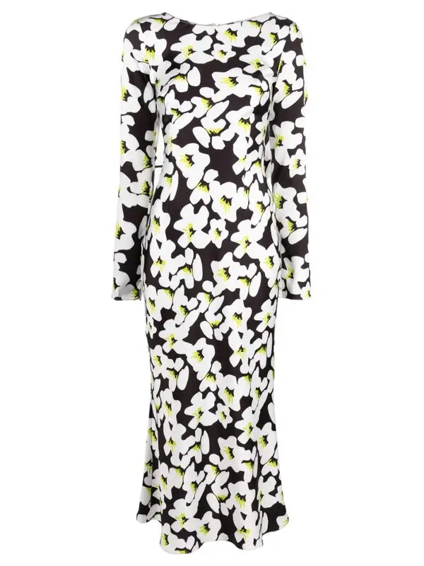 V:PM ATELIER Floral-print Midi Dress - Black