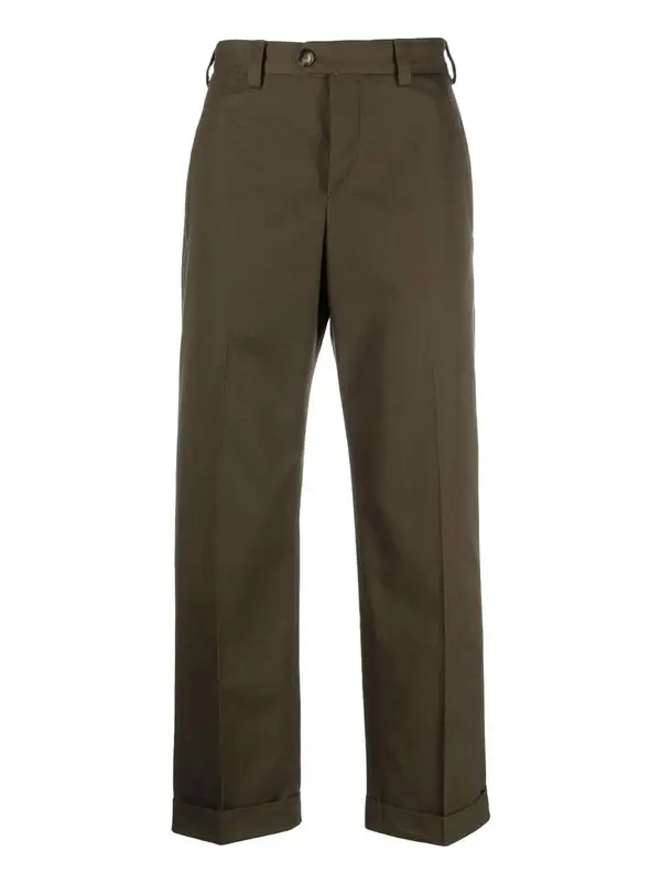 PT TORINO Pressed-crease Straight-leg Trousers - Green