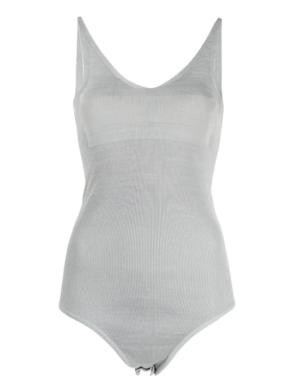 CFCL V-neck Ribbed Bodysuit - Grey