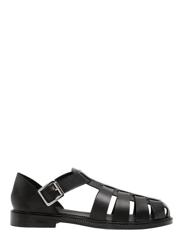 VINNY'S Leather Fisherman Sandals - Black