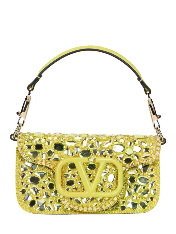 Valentino Garavani Locò Small Crystal-embellished Shoulder Bag - Yellow