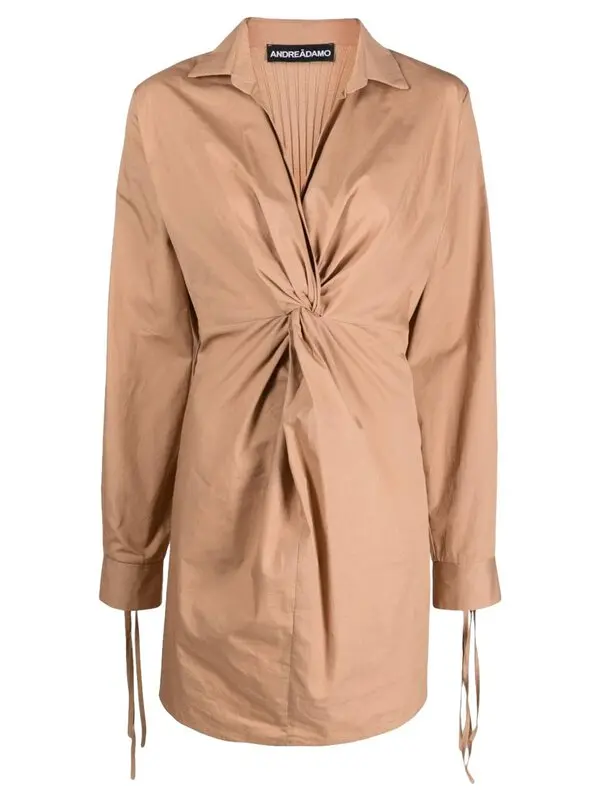 ANDREĀDAMO Twist-front Shirt Dress - Neutrals