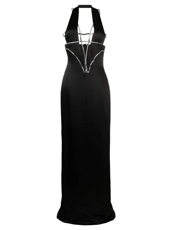 GENNY Crystal-embellished Halterneck Dress - Black
