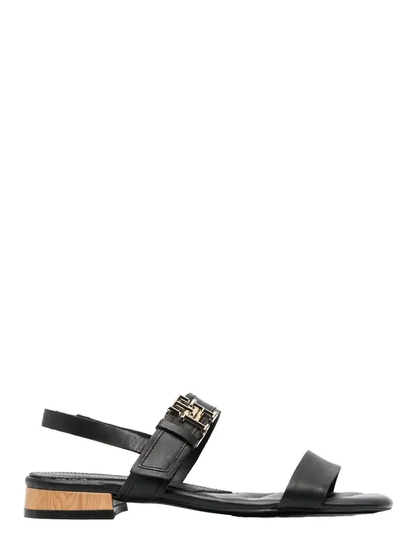 Tommy Hilfiger Logo-buckle Leather Sandals - Black
