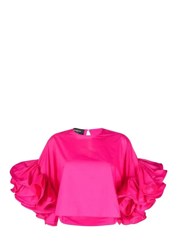 Rochas Ruffled Cotton Top - Pink
