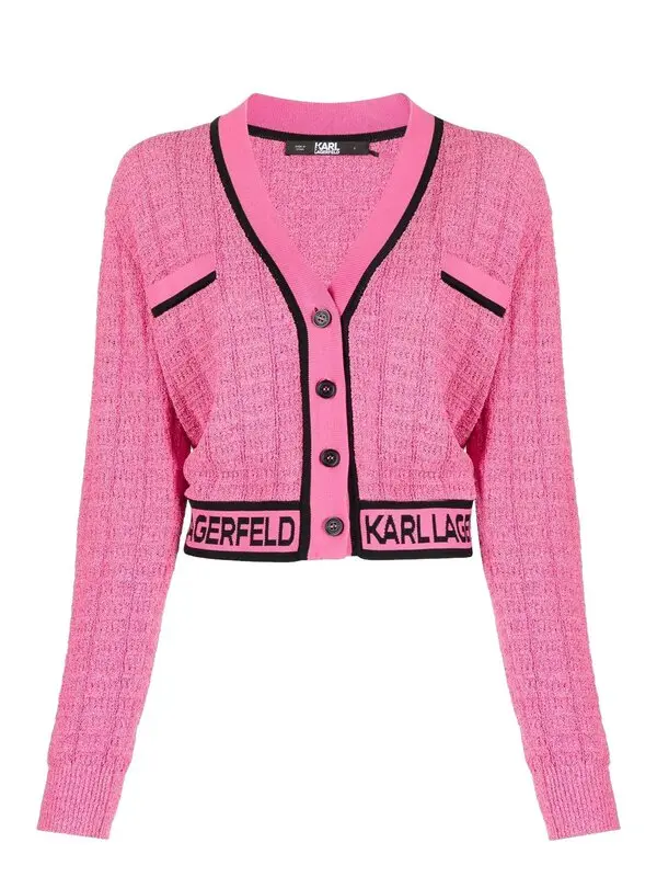 Karl Lagerfeld Bouclé Cropped Cardigan - Pink