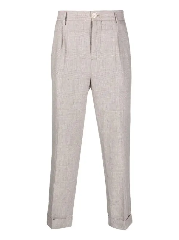 Brunello Cucinelli Check Straight-leg Trousers - Brown