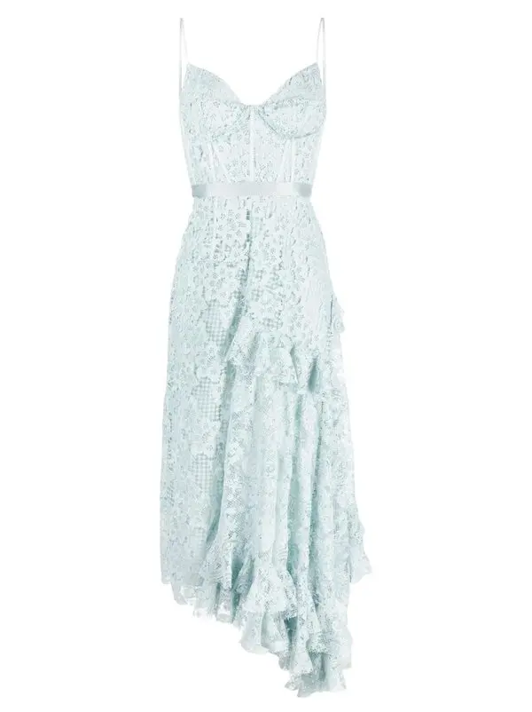 Erdem Melora Asymmetric Lace Dress - Blue