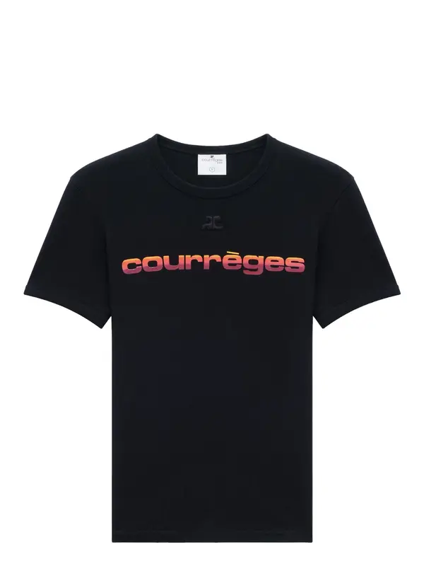 COURREGES Logo-print Crew-neck T-shirt - Black