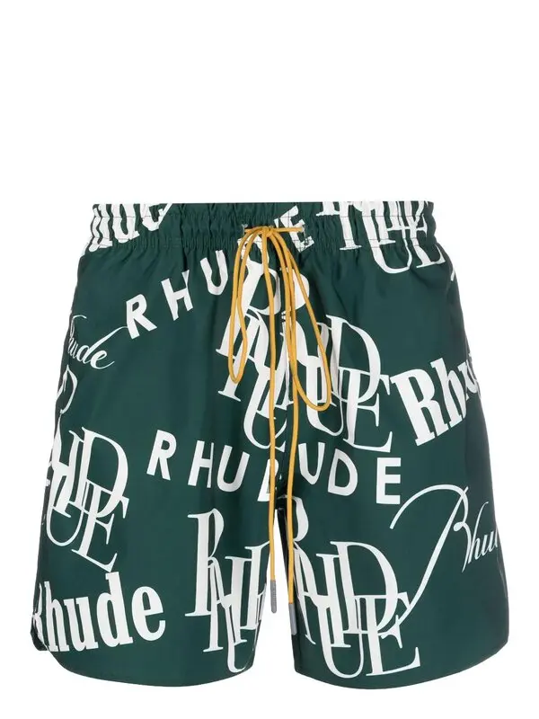 Rhude Graphic-print Deck Shorts - Green