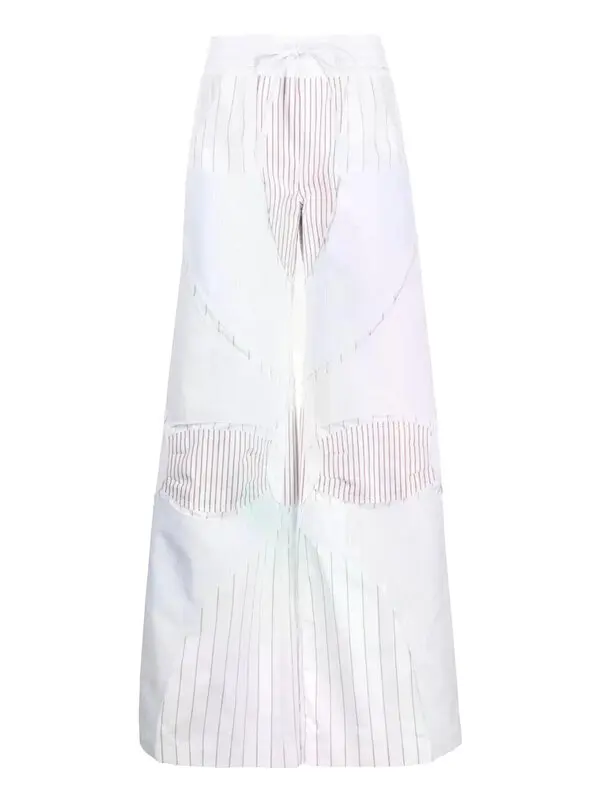 Off-White Striped Wide-leg Trousers - White