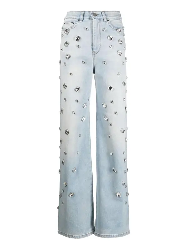 Vivetta Crystal-embellished Straight-leg Jeans - Blue