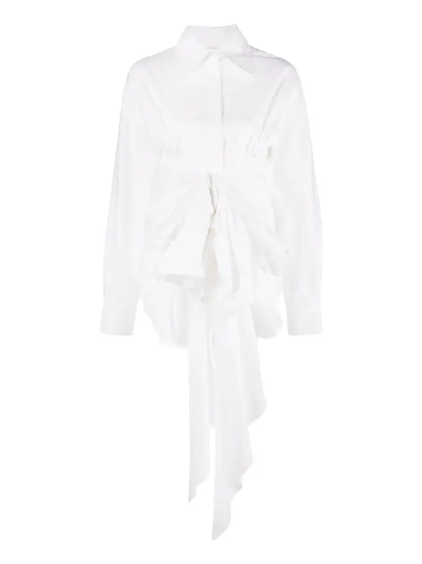 QUIRA Draped Cotton Shirt - White