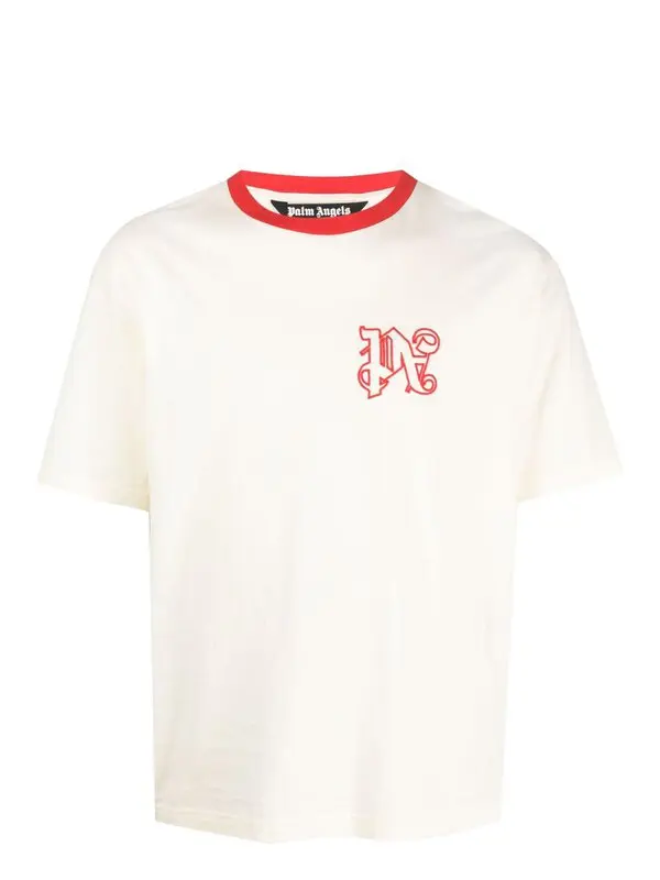 Palm Angels Racing Monogram-print T-shirt - White