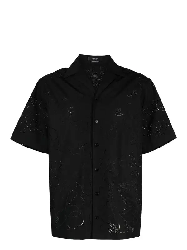 Versace Perforated-detail Button-up Shirt - Black