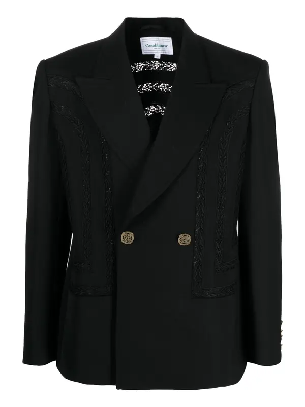 Casablanca Broderie Anglaise Double-breasted Blazer - Black