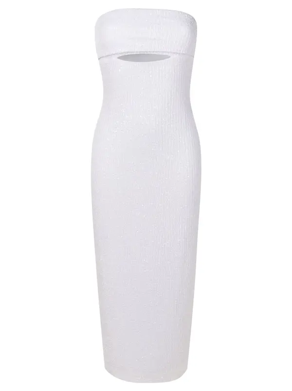 GLORIA COELHO Sequin-embellished Tube Dress - White