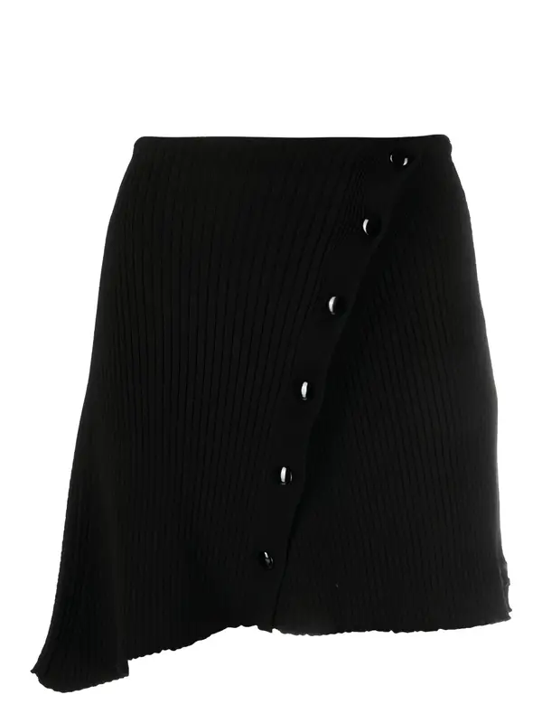 COURREGES Asymmetric Ribbed-knit Mini Skirt - Black