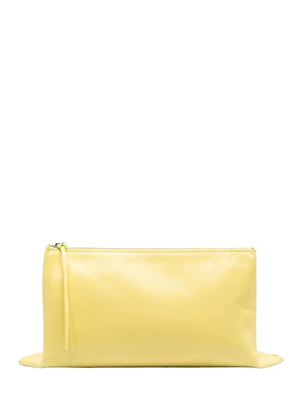 JIL SANDER Debossed Logo Clutch Bag - Yellow