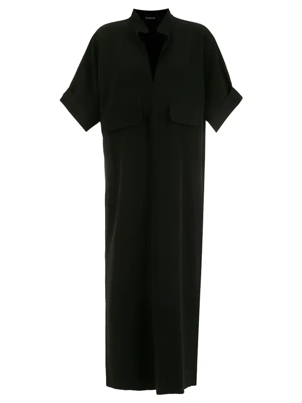 OLYMPIAH Split-neck Shift Dress - Black