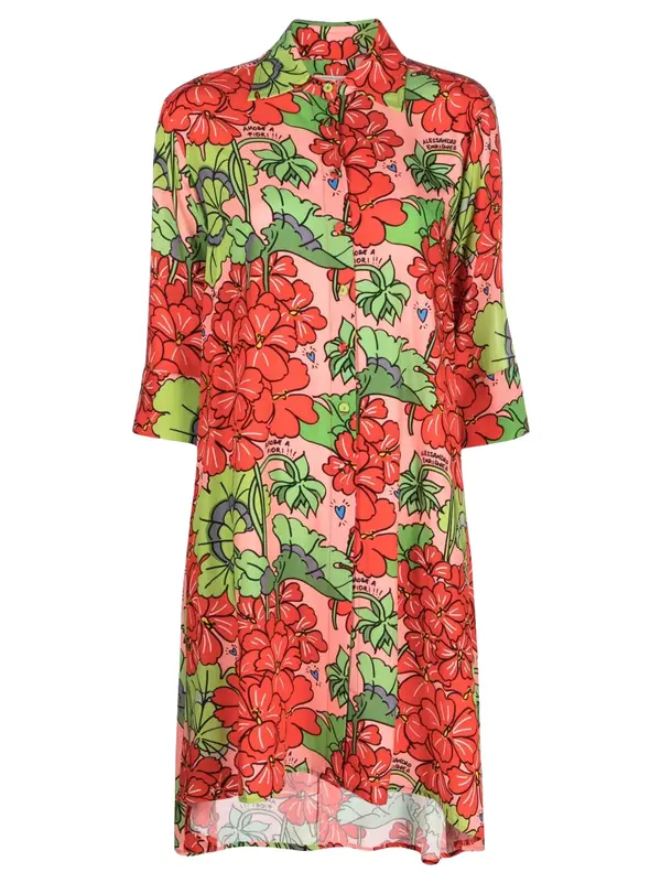 ALESSANDRO ENRIQUEZ Floral-print Shirt Dress - Pink