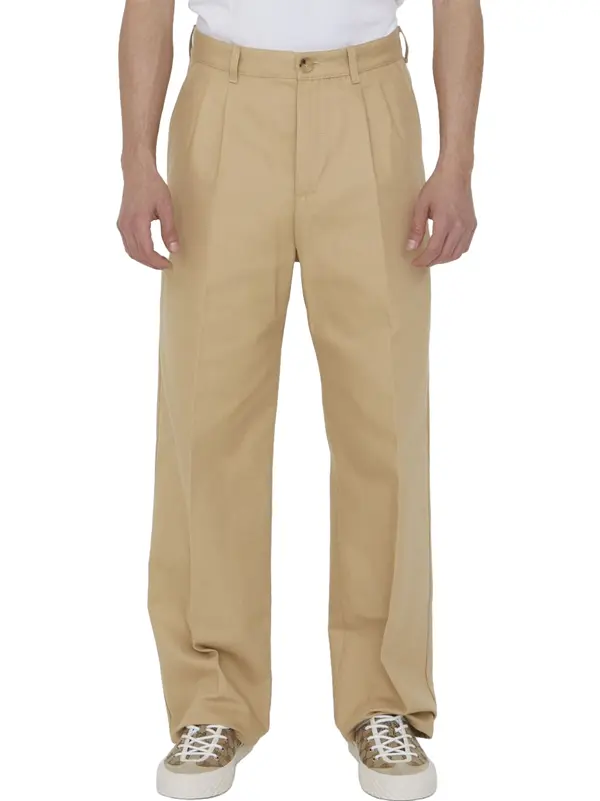 Gucci Embroidered Canvas Trousers - Brown