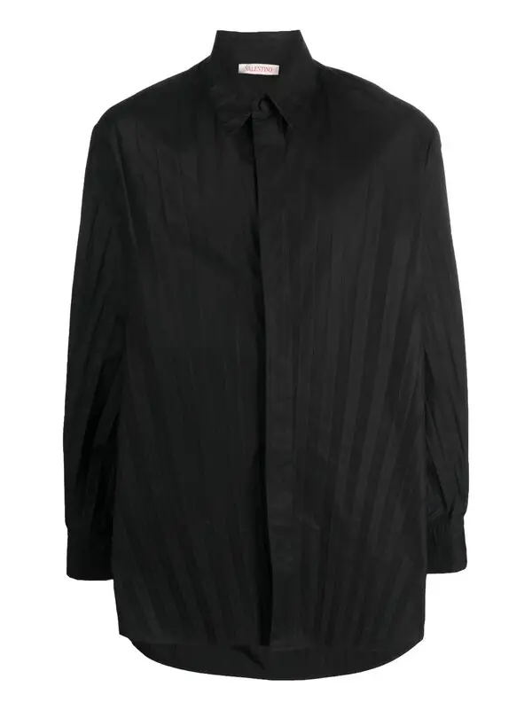 Valentino Garavani Pleated Long-sleeve Shirt - Black