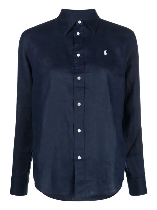 Polo Ralph Lauren Logo-embroidered Linen Shirt - Blue