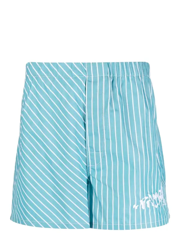 PALMER Logo-print Striped Shorts - Blue