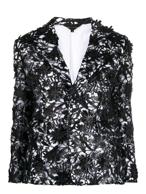 Comme Des Garçons Floral Lace Single-breasted Blazer - Black