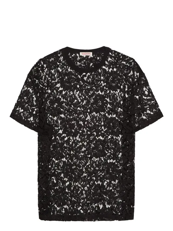 Valentino Garavani Semi-sheer Lace T-shirt - Black