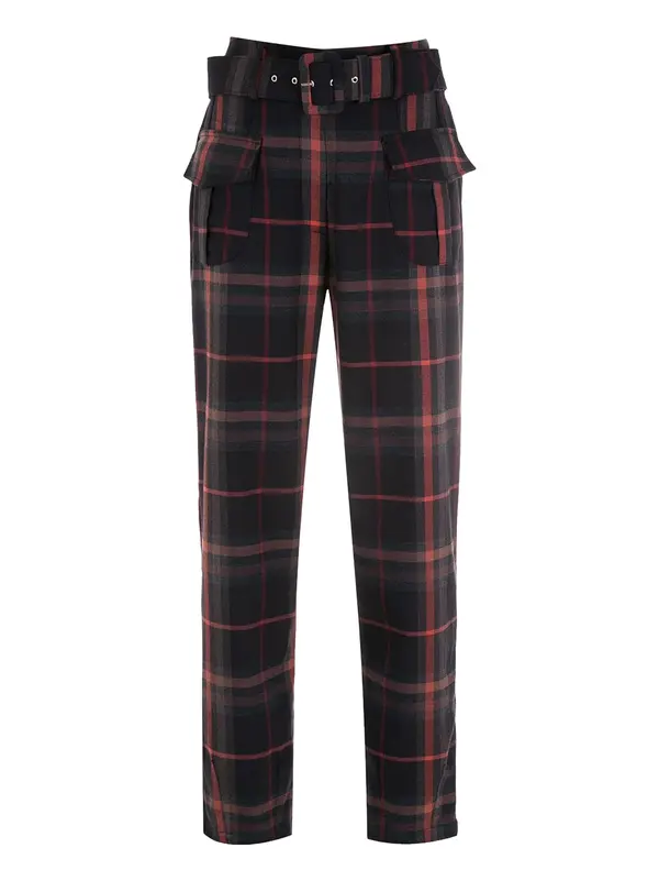 OLYMPIAH Check-print Trousers - Brown