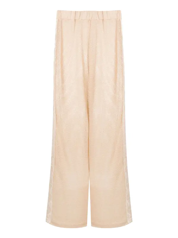 OLYMPIAH Lace-trim Wide-leg Trousers - Neutrals