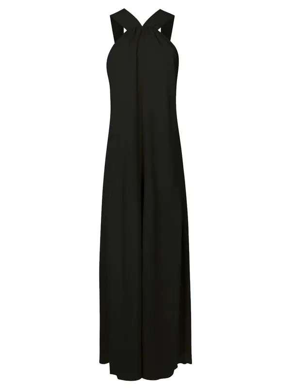 OLYMPIAH Sleeveless Halterneck Maxi Dress - Black