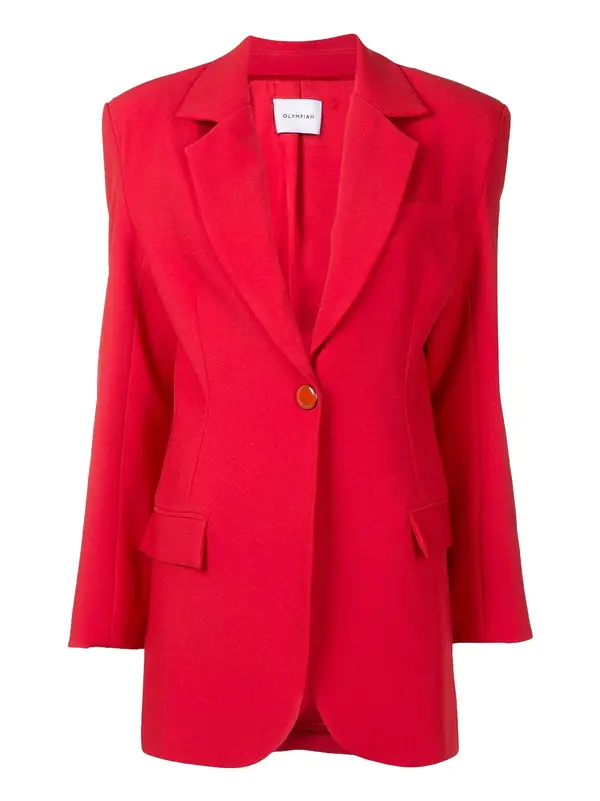 OLYMPIAH Single-breasted Tailored Blazer - Red