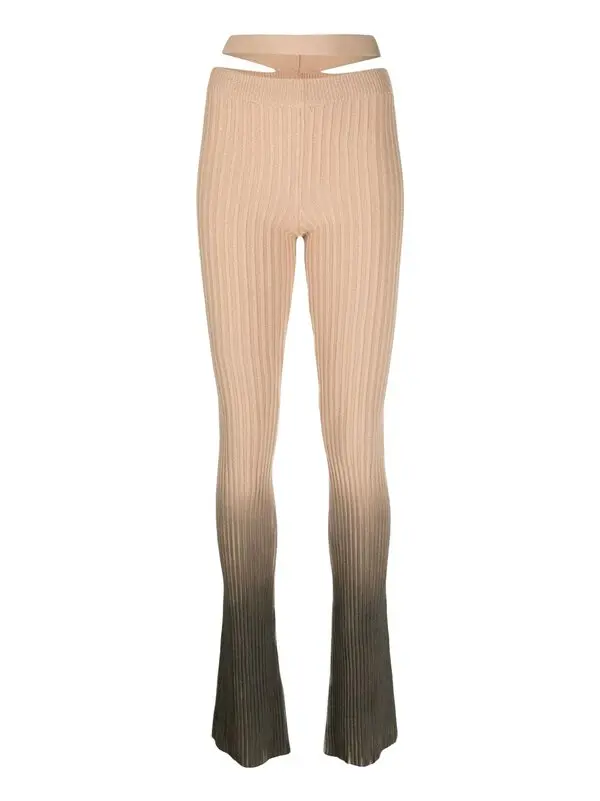 ANDREĀDAMO Ombré-effect Ribbed-knit Trousers - Neutrals
