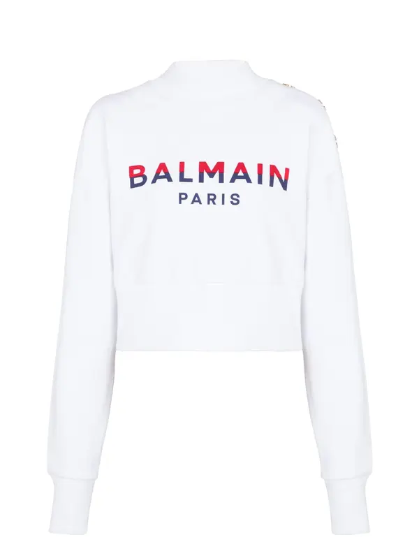 Balmain 3-buttons Logo-print Sweatshirt - White
