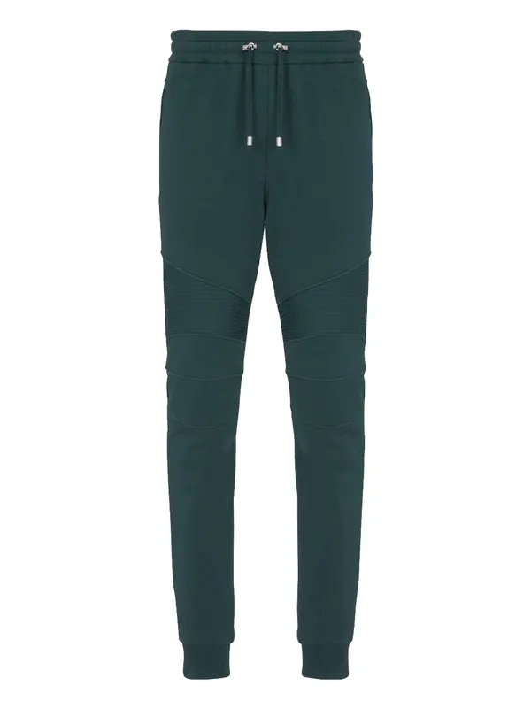 Balmain Ribbed-detail Drawstring Track Pants - Green