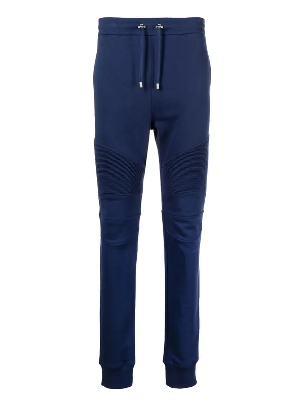 Balmain Logo-print Ribbed Track Pants - Blue