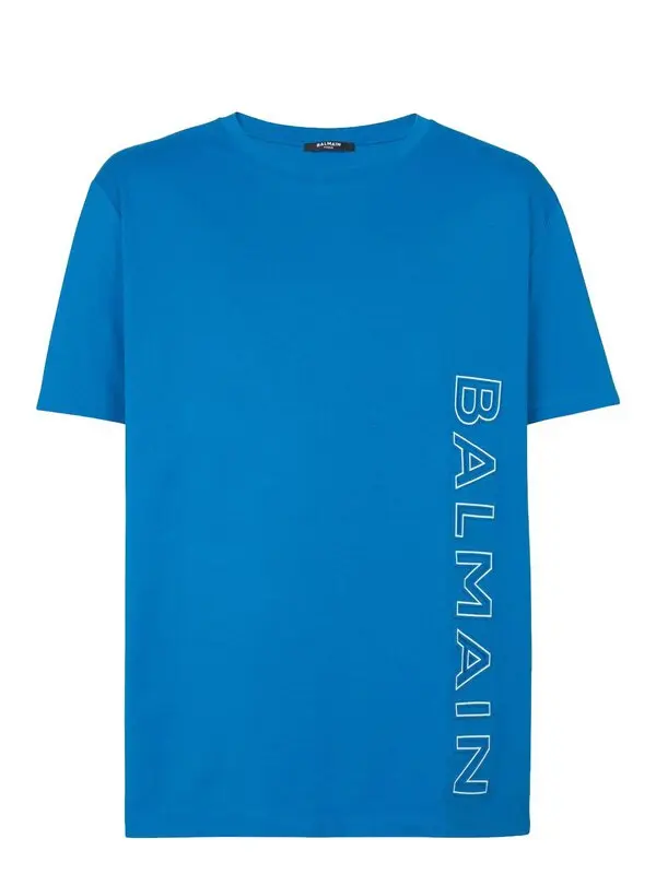 Balmain Logo-print Short-sleeved Cotton T-shirt - Blue