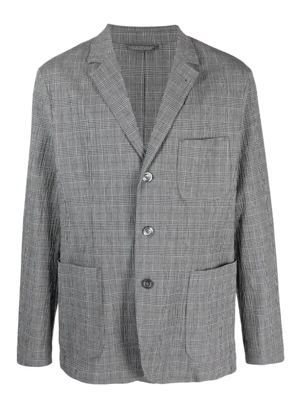 Aspesi Plaid-pattern Single-breasted Blazer - Grey