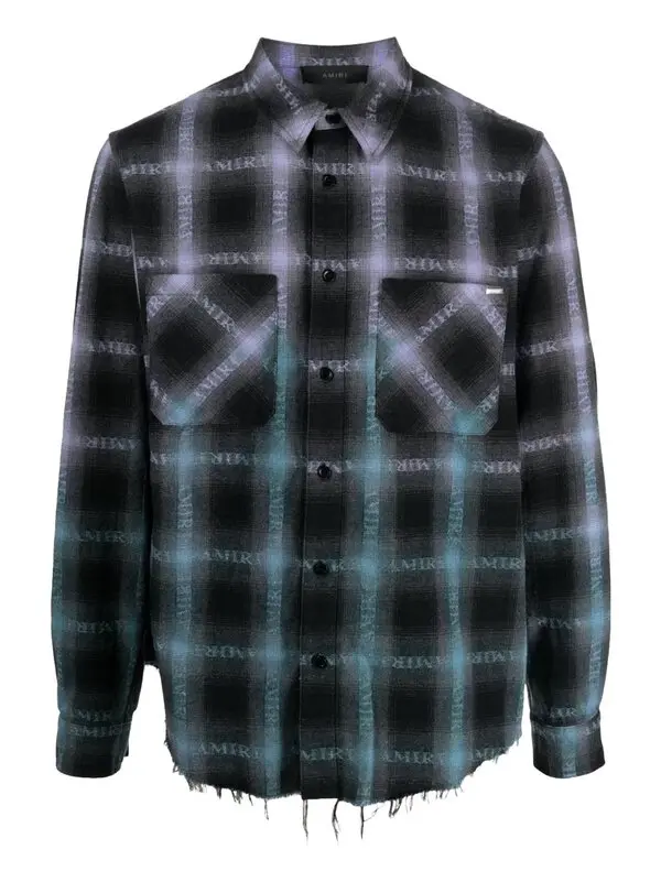 Amiri Plaid Logo-print Shirt - Purple